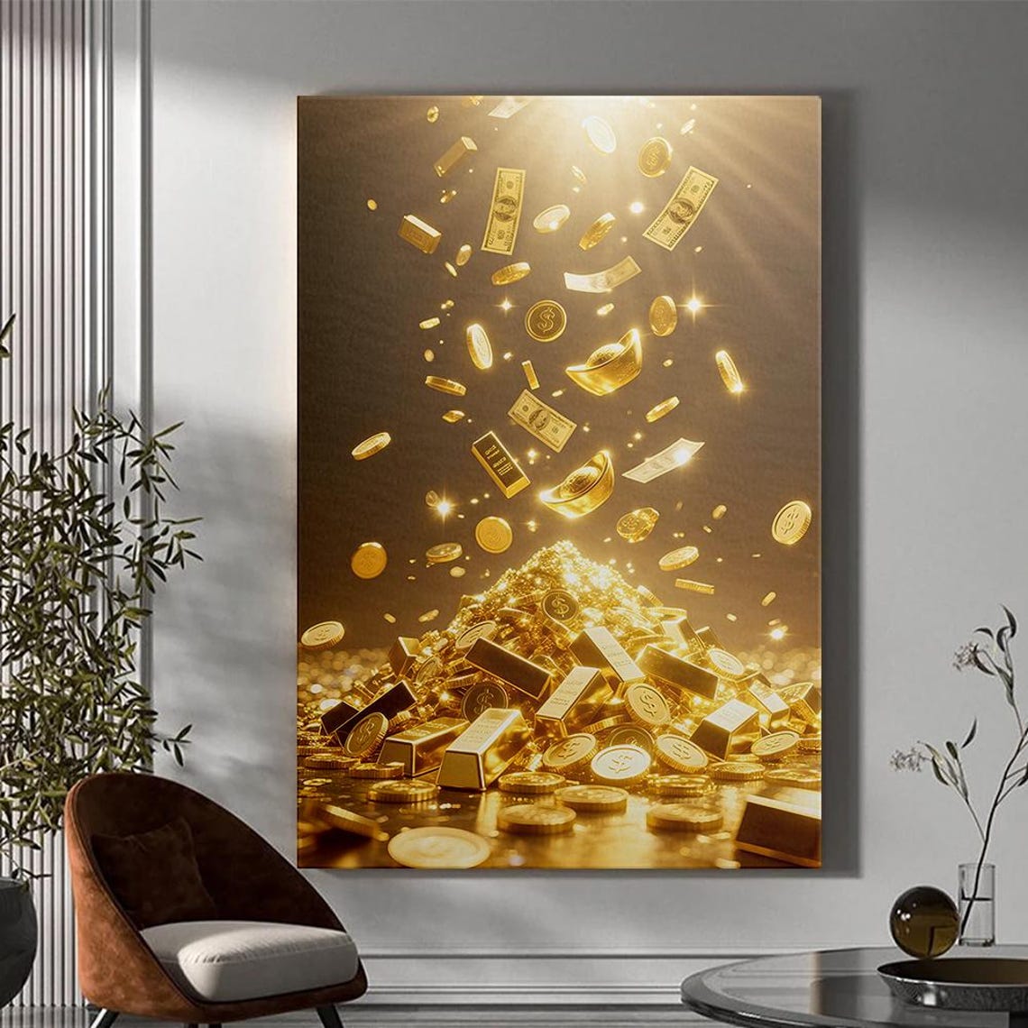 Gold Bar & Coin Art Wealth Abundance, Prosperity Decor Home Decor ...