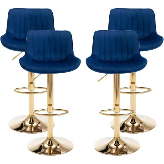 Gold Bar Stools Set of 4，Adjustable Modern Counter Height Stools with ...