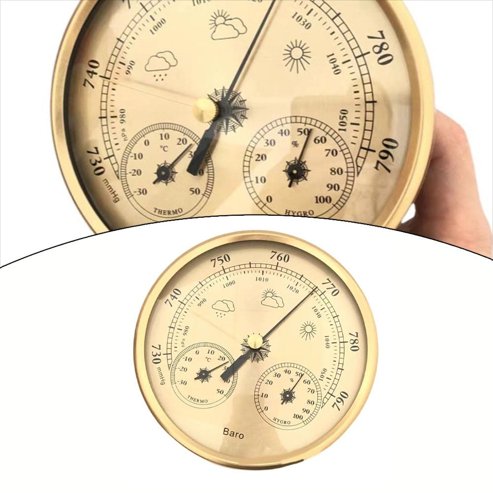 Gold Barometer With Thermometer Hygrometer For Precise Weather ...