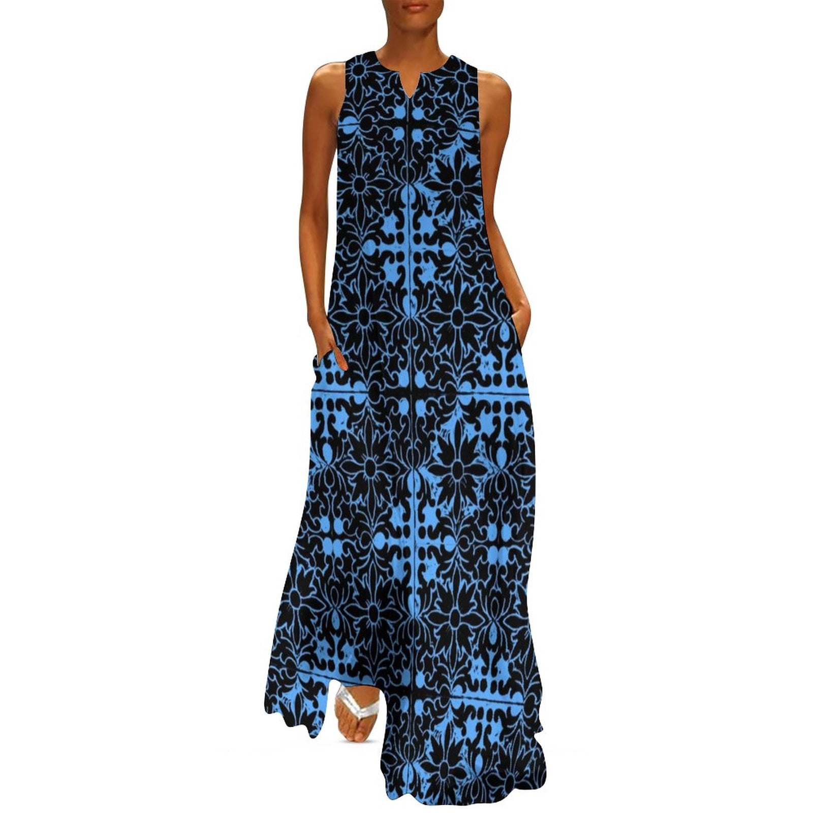 Gold Baroque Dress Summer Oriental Vintage Damask Aesthetic Casual Long ...