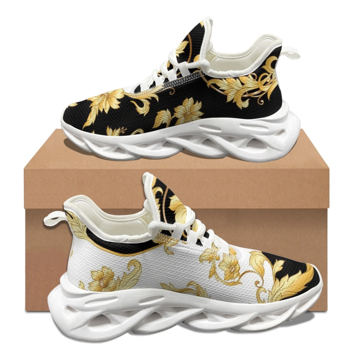 Gold Baroque Shoes for Women Fashion Style Men Claasic Flats Portable ...