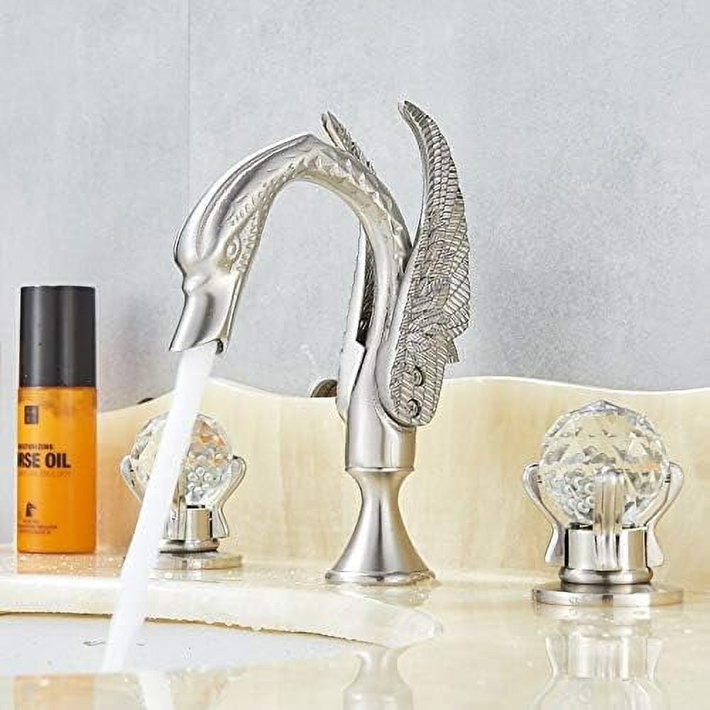 Gold Bathroom Basin Faucet Deck Three Hole Installation Bathroom Sink ...