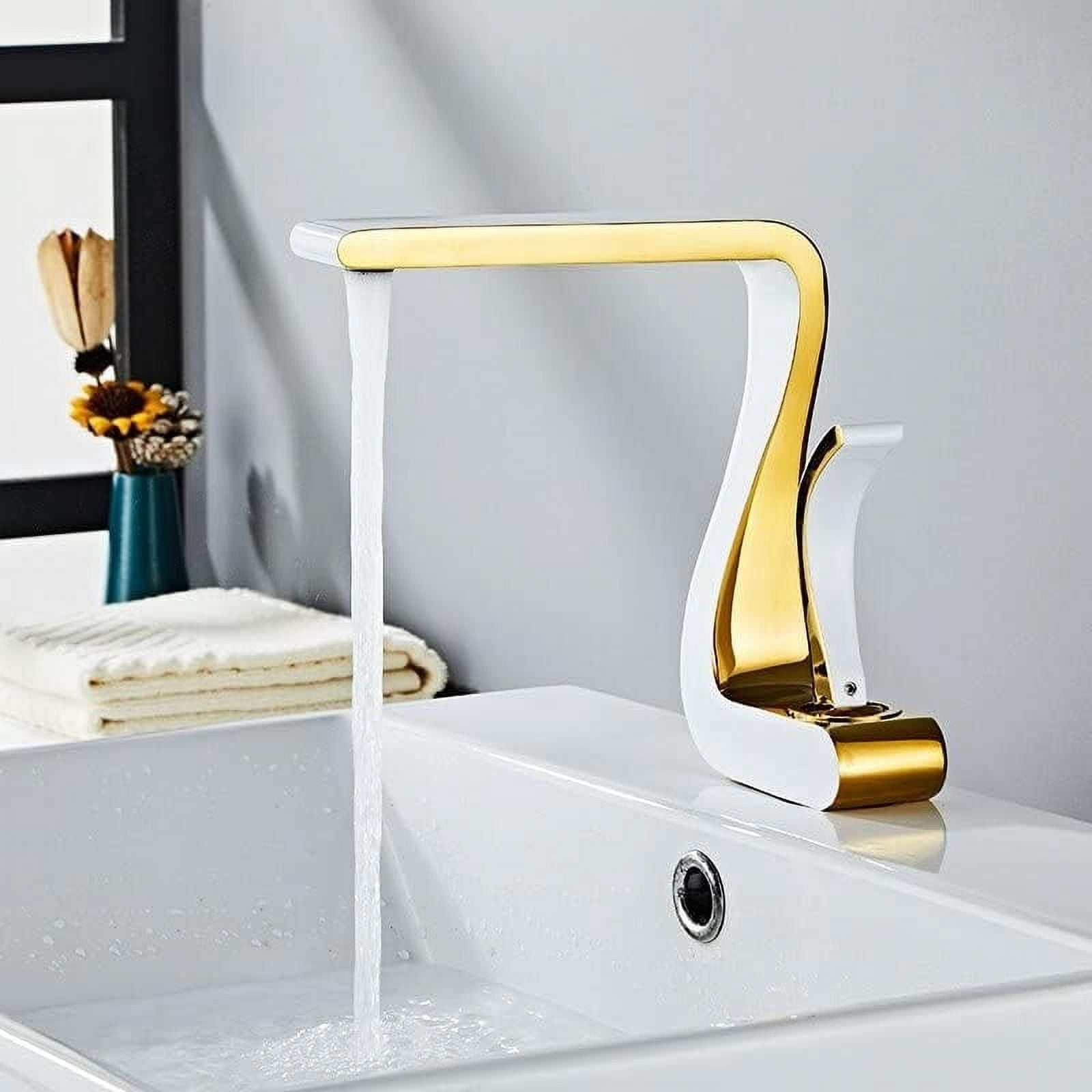 Gold Bathroom Basin Faucet Hot and Cold Black Basin Mixer Faucet ...
