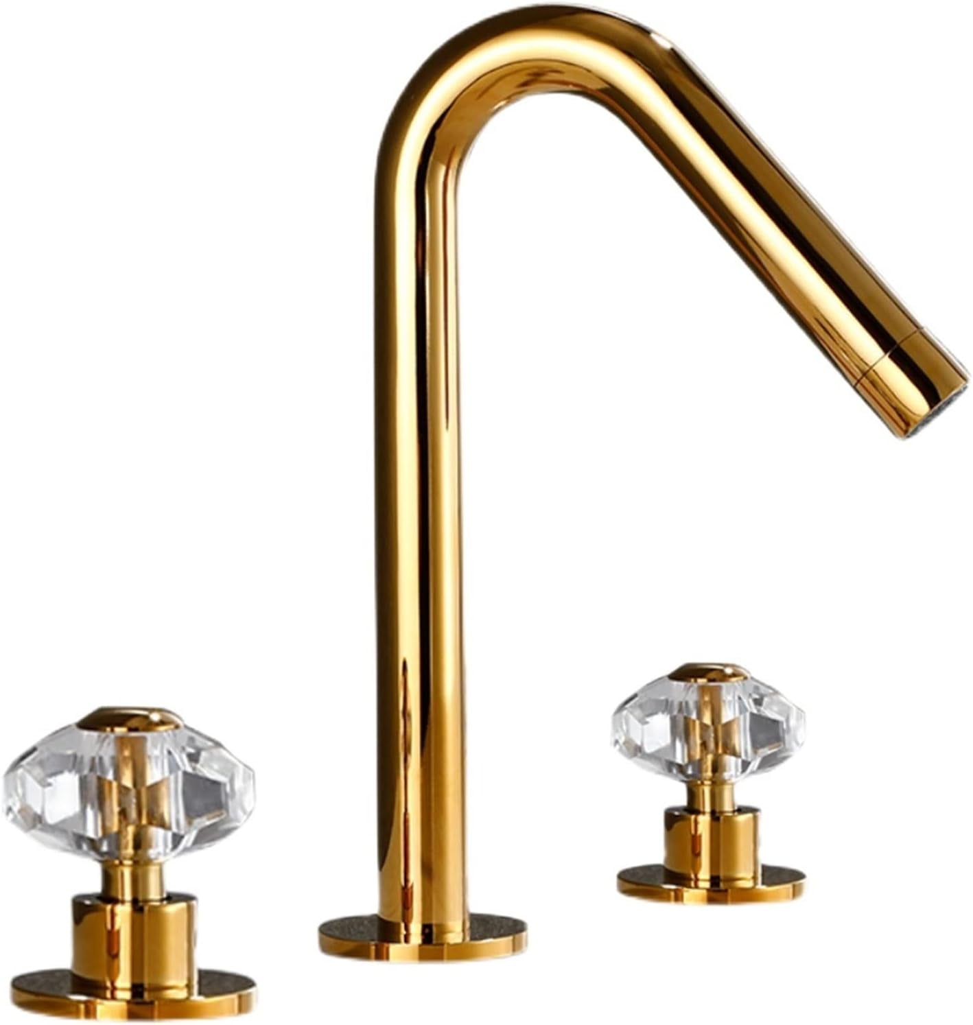 Gold Bathroom Basin Faucet Lavatory Mixer Tap Brass Widespread Crystal ...