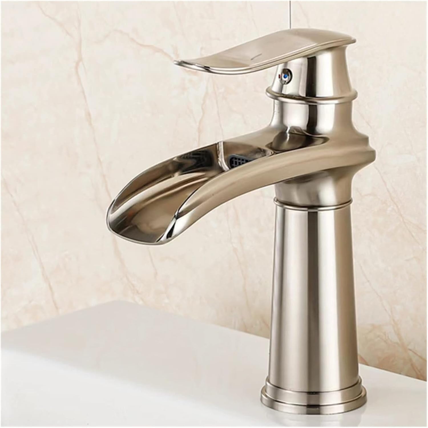 Gold Bathroom Brass Basin Waterfall Faucet Single Handle Vanity Sink ...