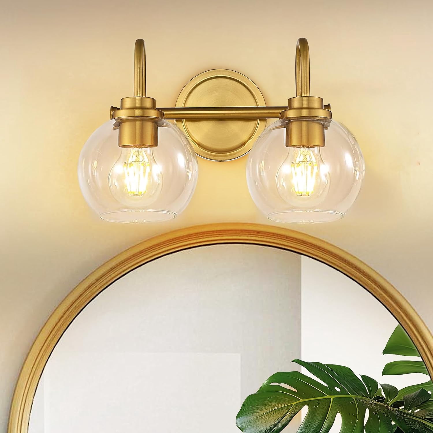Gold Bathroom Light Fixtures 2 Light Vanity Lights Over Mirror with ...