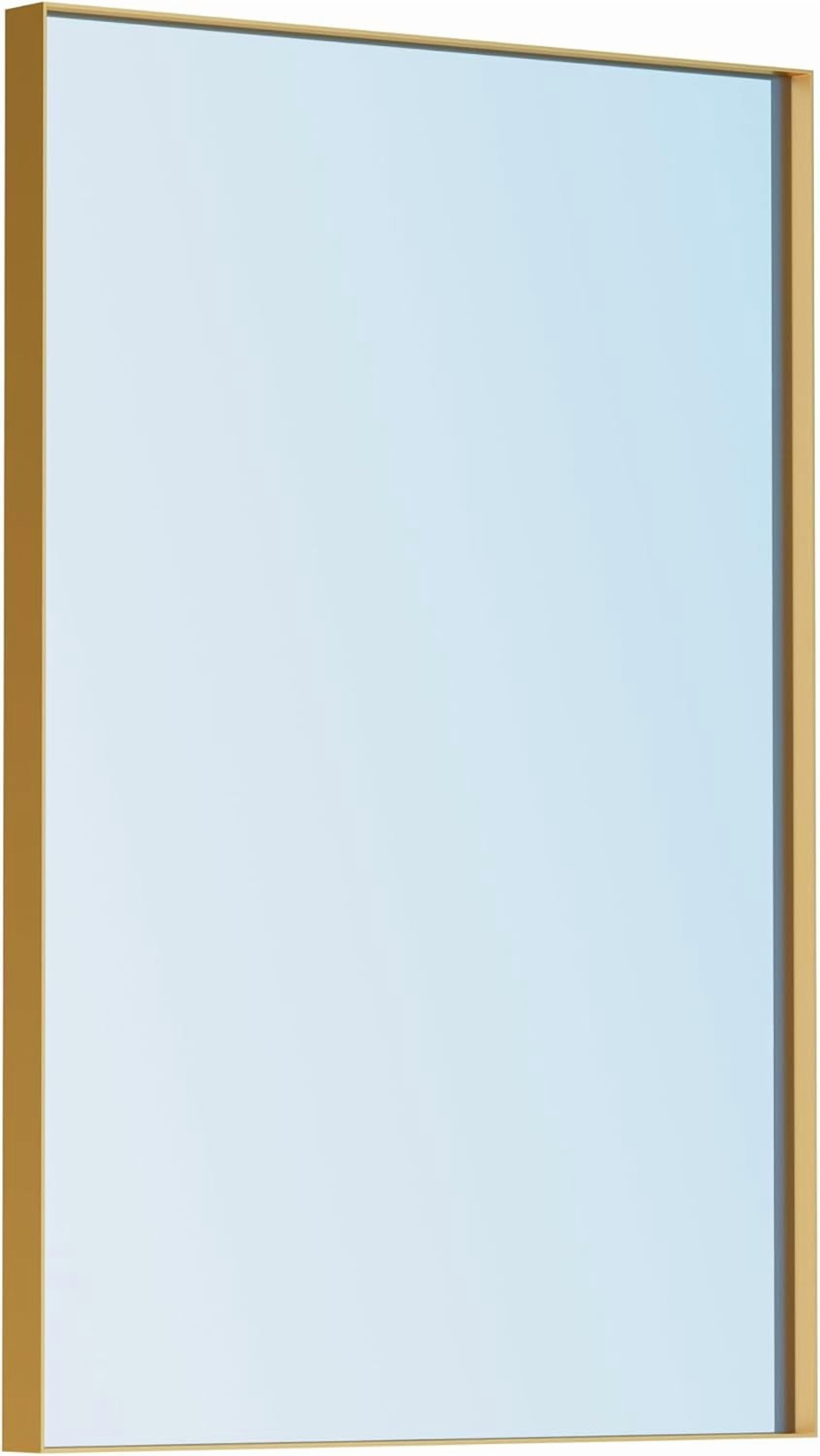 Gold Bathroom Mirror, 18 x 26 Inch Square Corner Rectangle Brass Metal ...