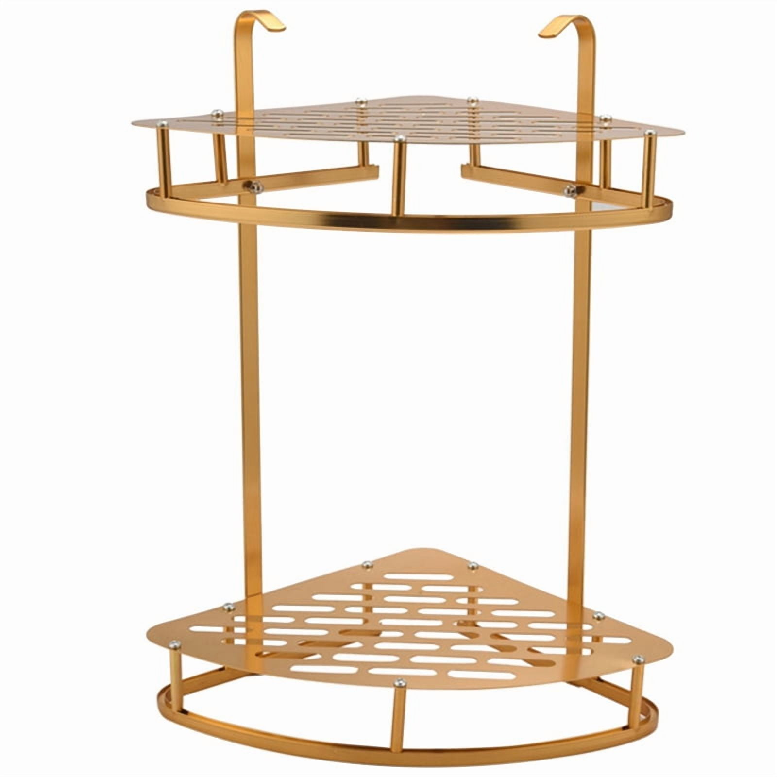 Gold Bathroom Shelf Shower Wall Mounted Corner Basket Shampoo Storage ...