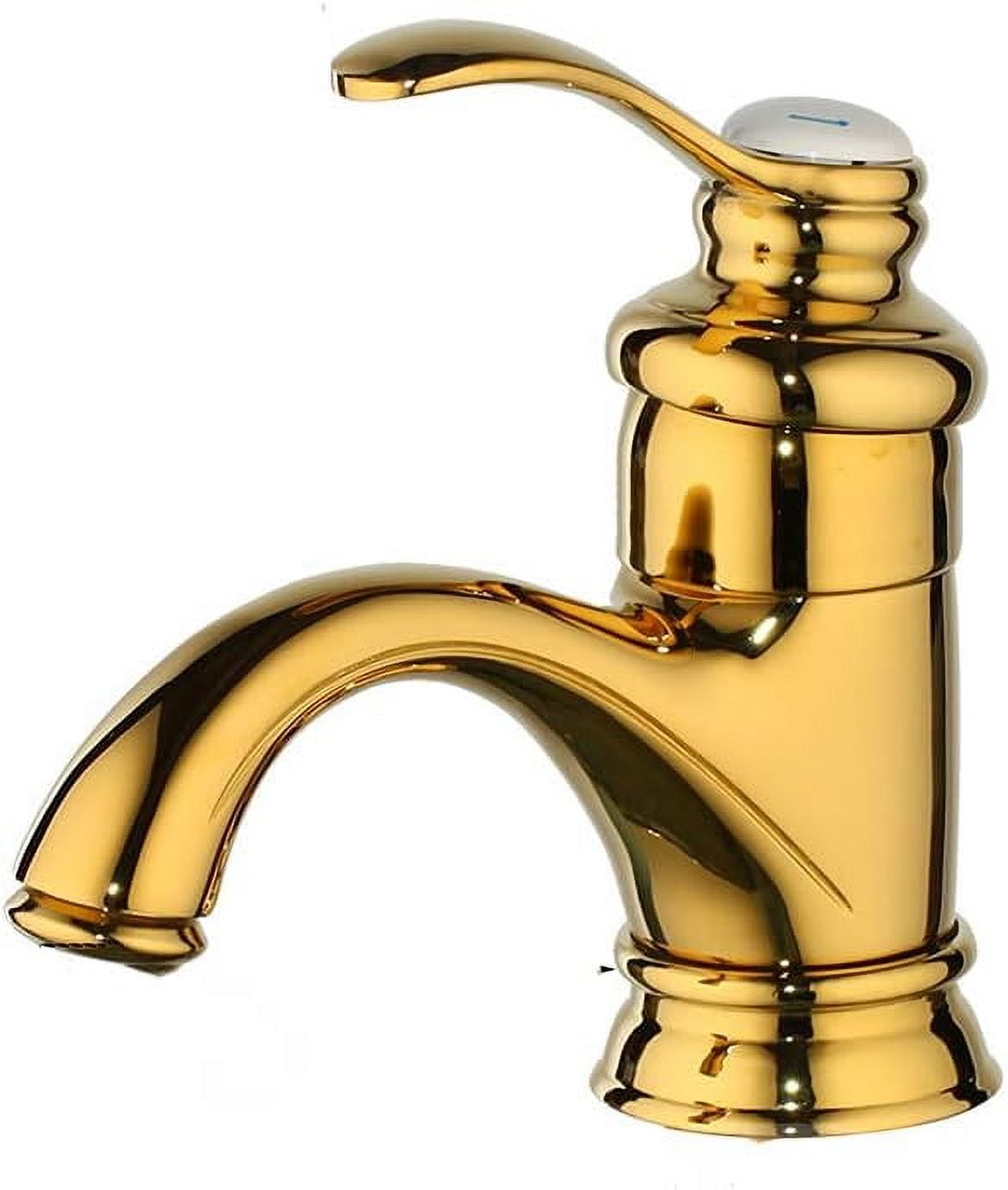 Gold Bathroom Sink Faucet Brass Deck Mount Single Hole Basin Faucet Hot and Cold Sink Mixer Tap ...