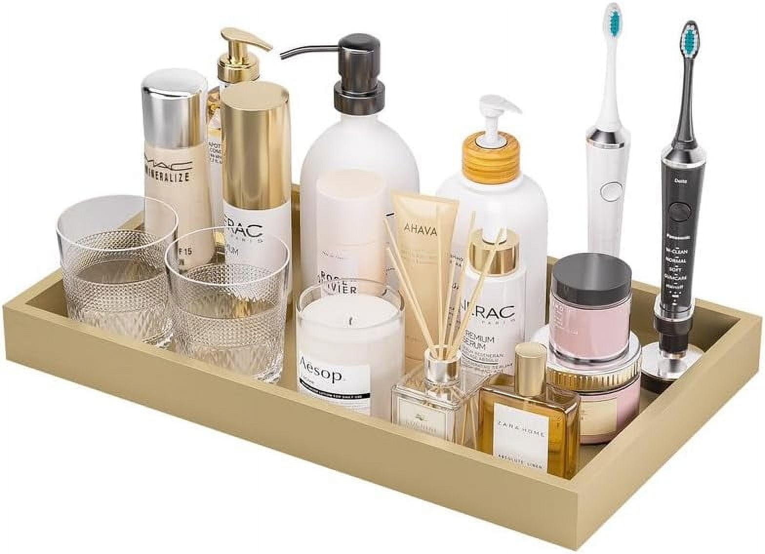 Gold Bathroom Vanity Tray for Countertop Perfume Makeup Jewelry Candle ...