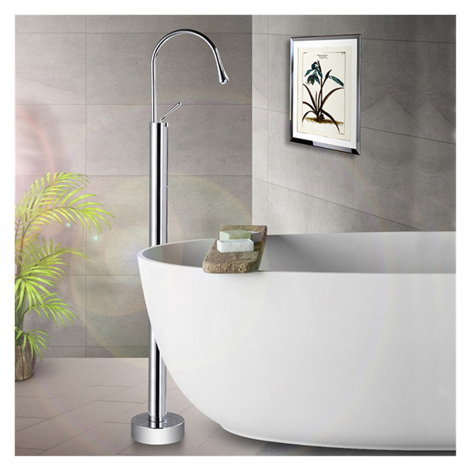 Gold Bathroom basin Faucet Brass Floor Standing Bathtub Faucet Sink ...
