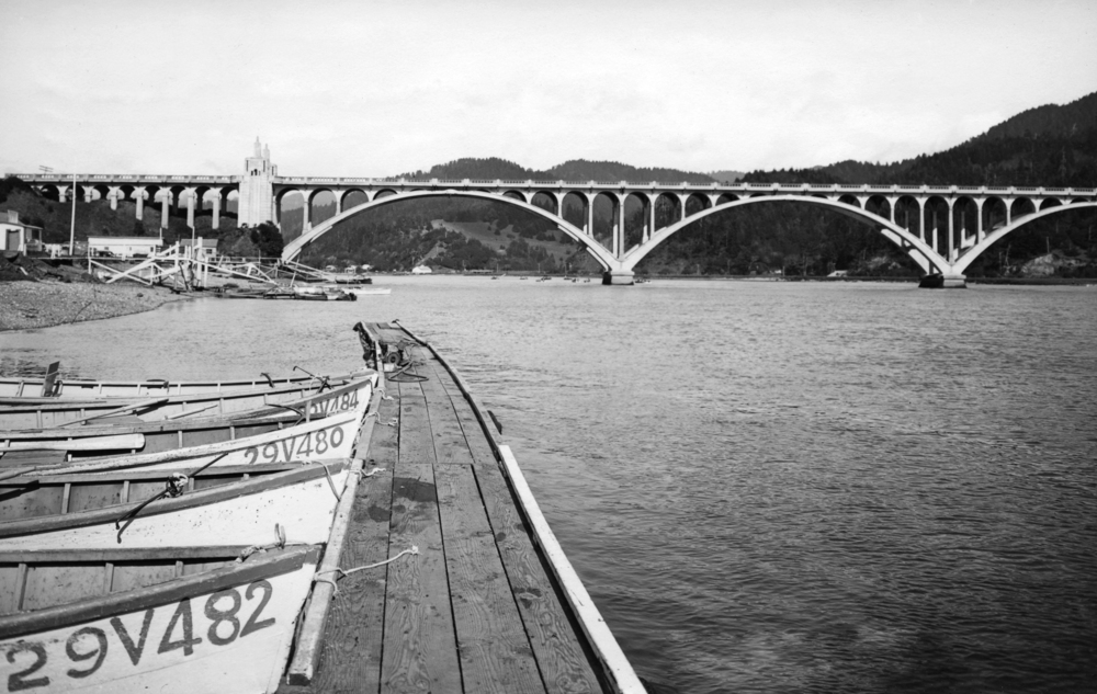 Gold Beach, Oregon Docks and Bridge over Rogue Photograph (24x36 Giclee ...