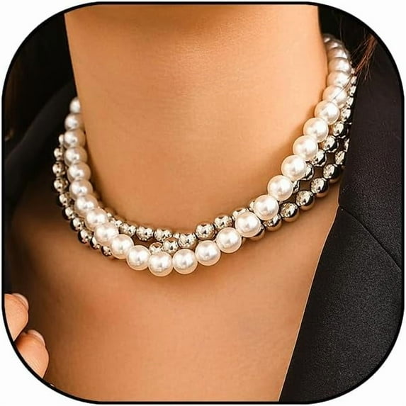 Gold Beaded Choker Necklace for Women Layers Pearls Necklace Fashion ...