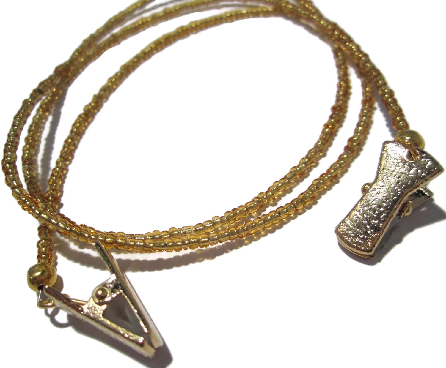 Gold Beaded Clip Eyeglass Holder - Eyeglass Necklace with Gold Clips ...