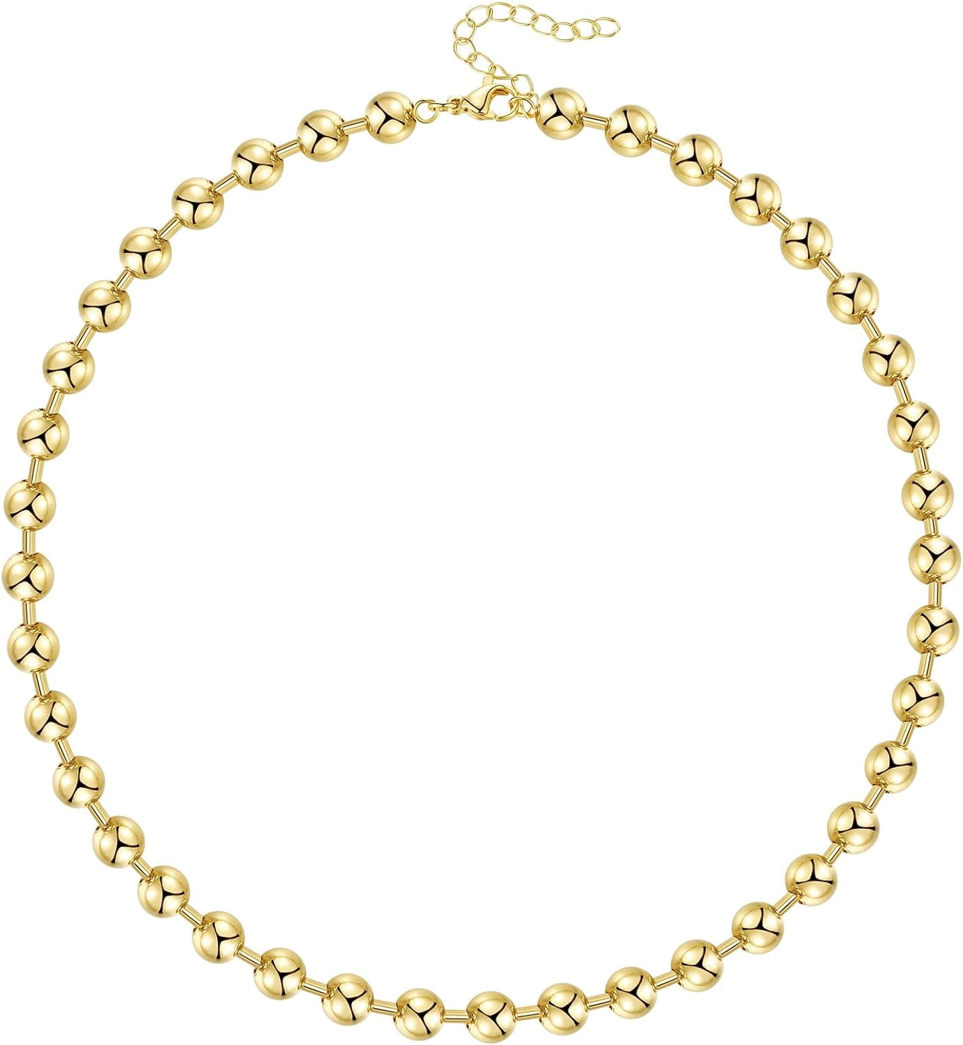Gold Beaded Necklace For Women, 14K Gold Plated Adjustable High ...