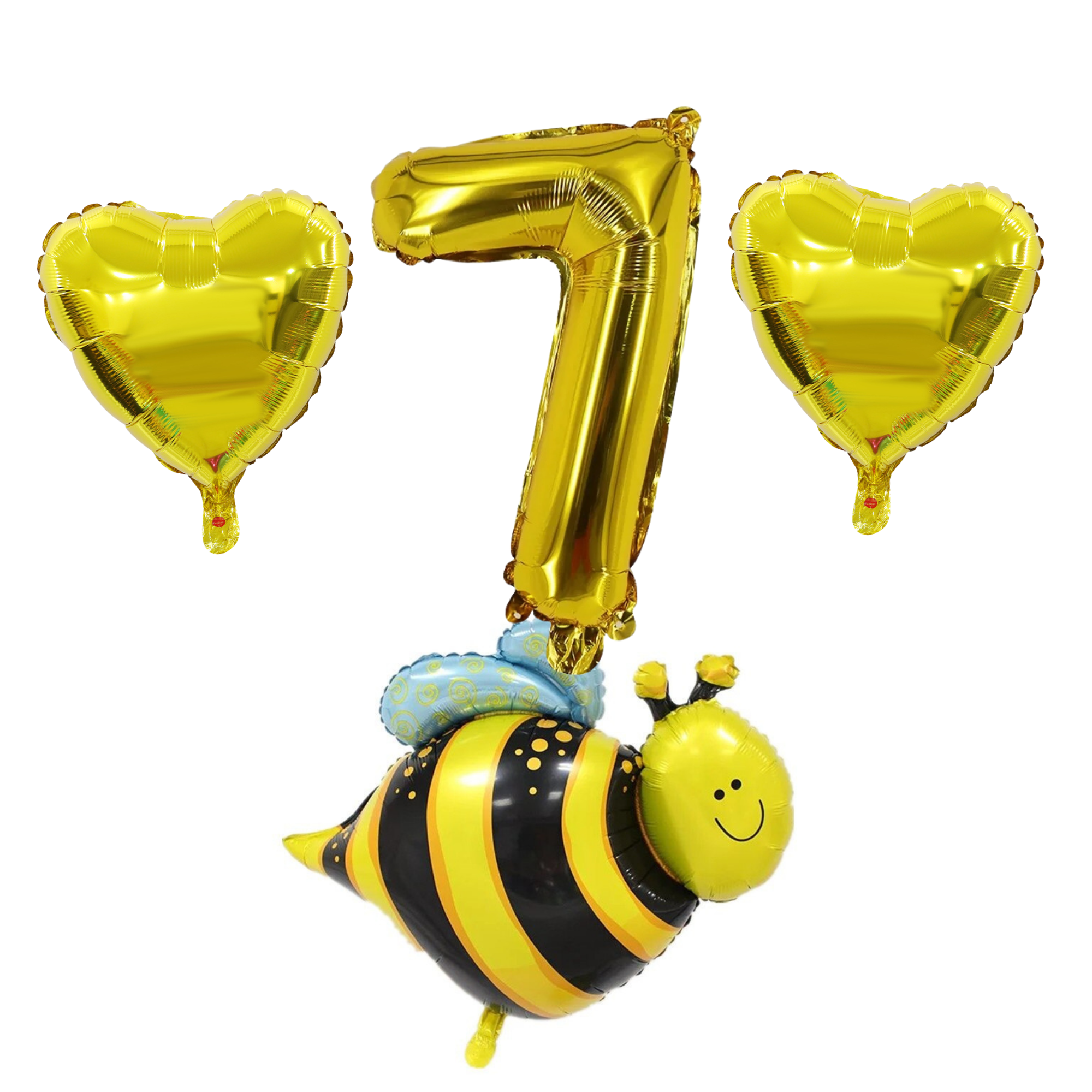 Gold Bee 7th Birthday Party Balloons Number Foil Set - Walmart.com