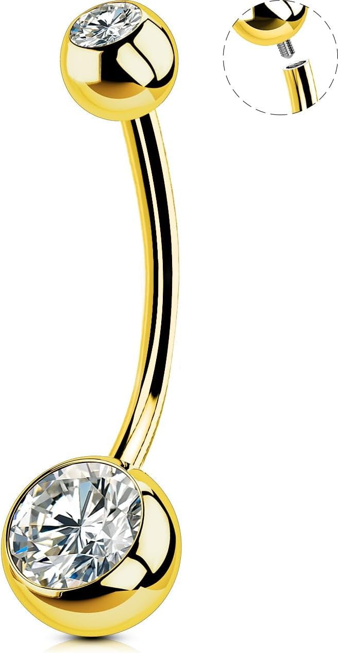 Gold Belly Button Rings, 316L Surgical Steel Belly Button Piercing ...