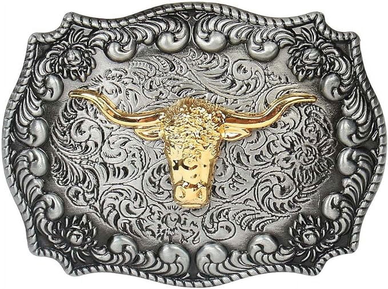 Gold Belt Buckle for Men Western Texas Longhorn Bull Belt Buckle ...
