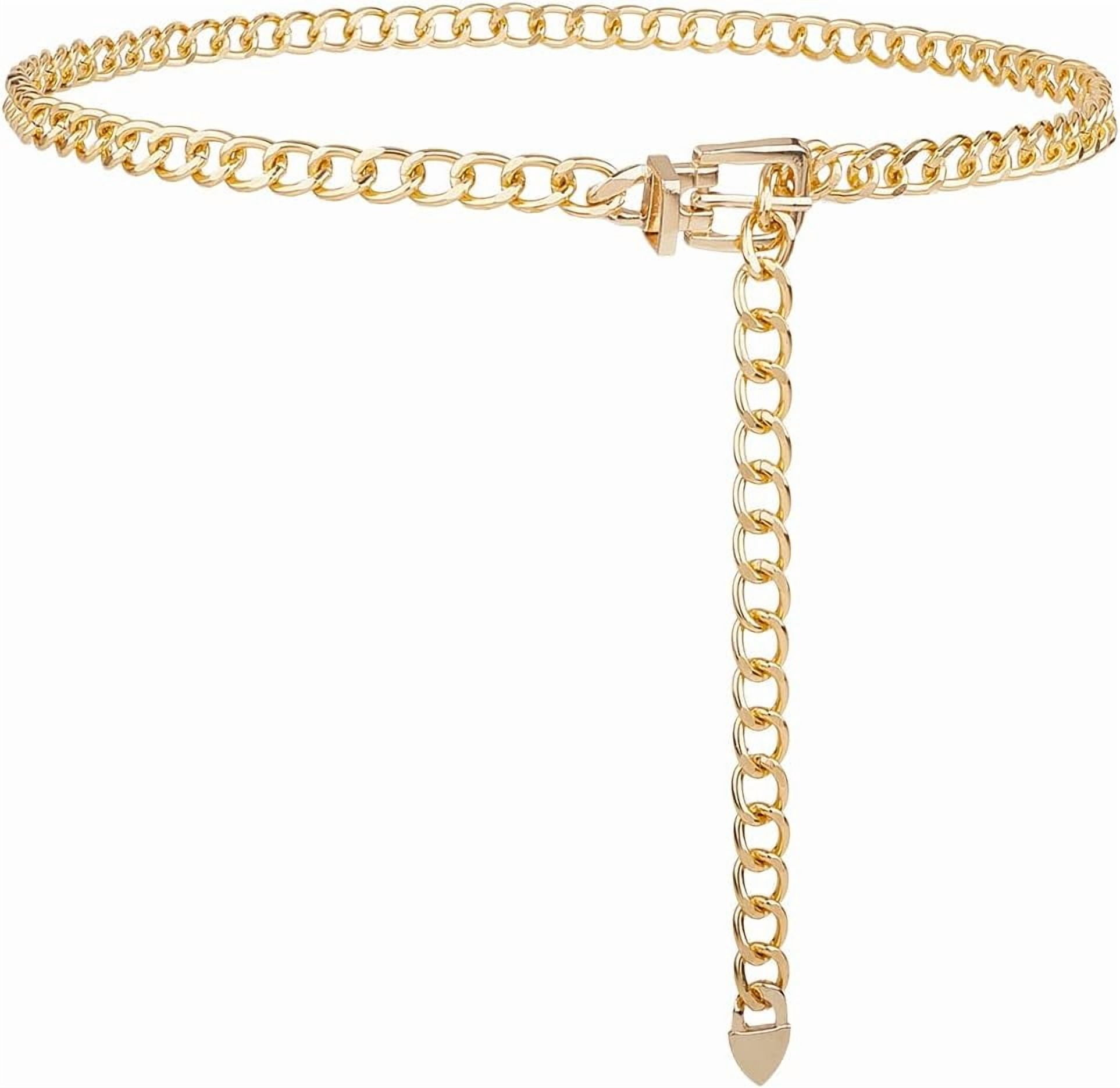 Gold Belt Chain Metal Adjustable Western Body Waist Link Thin Belts ...