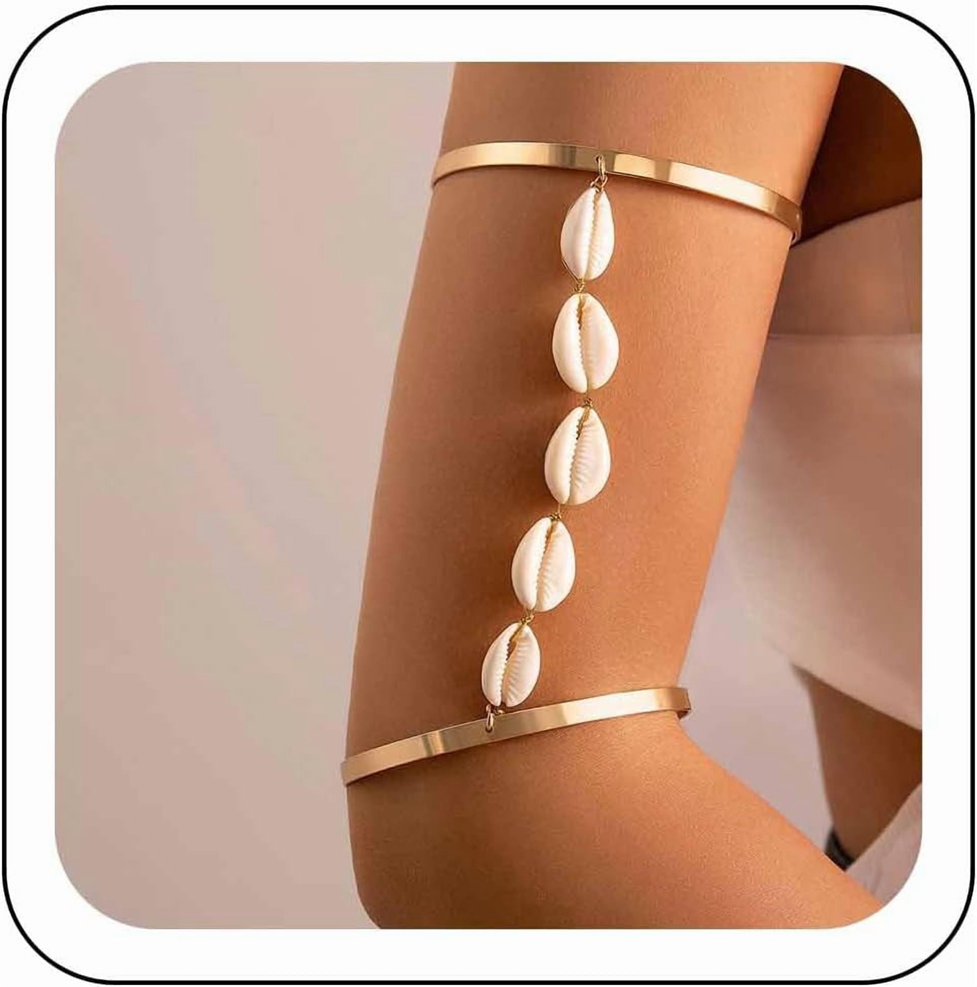 Gold Best Upper Arm Cuff Bracelet Layered Leaf Tassel Cuff Bangle ...