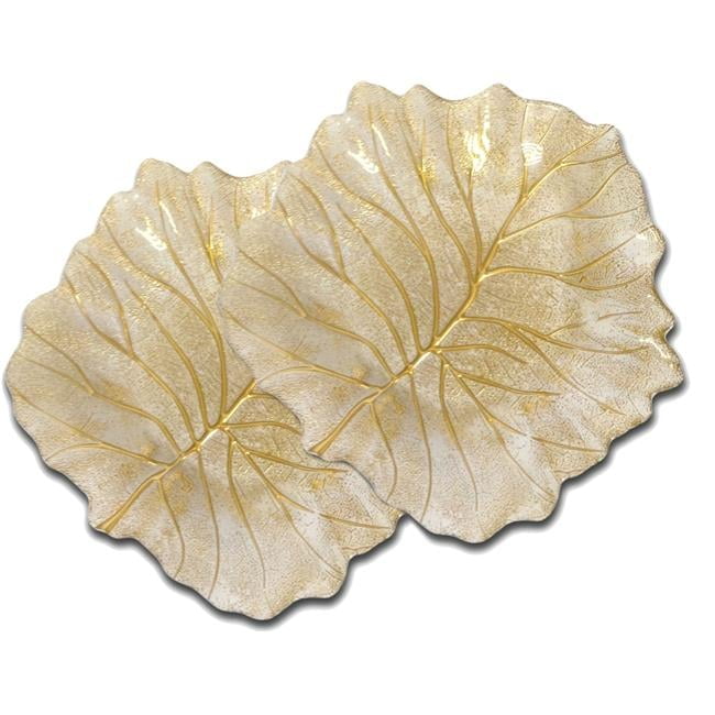 Gold Beveled Leaf Shaped Plates, Set of 2 - Walmart.com