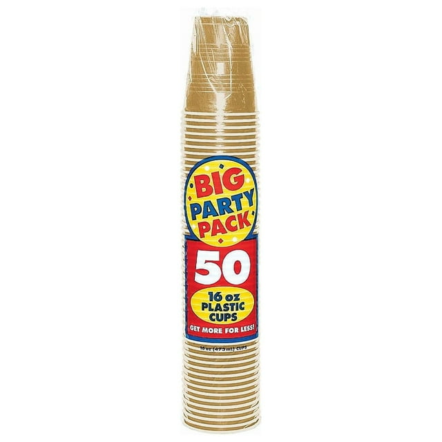 Gold Big Party Pack 16 oz. Plastic Cups (50) - Walmart.com