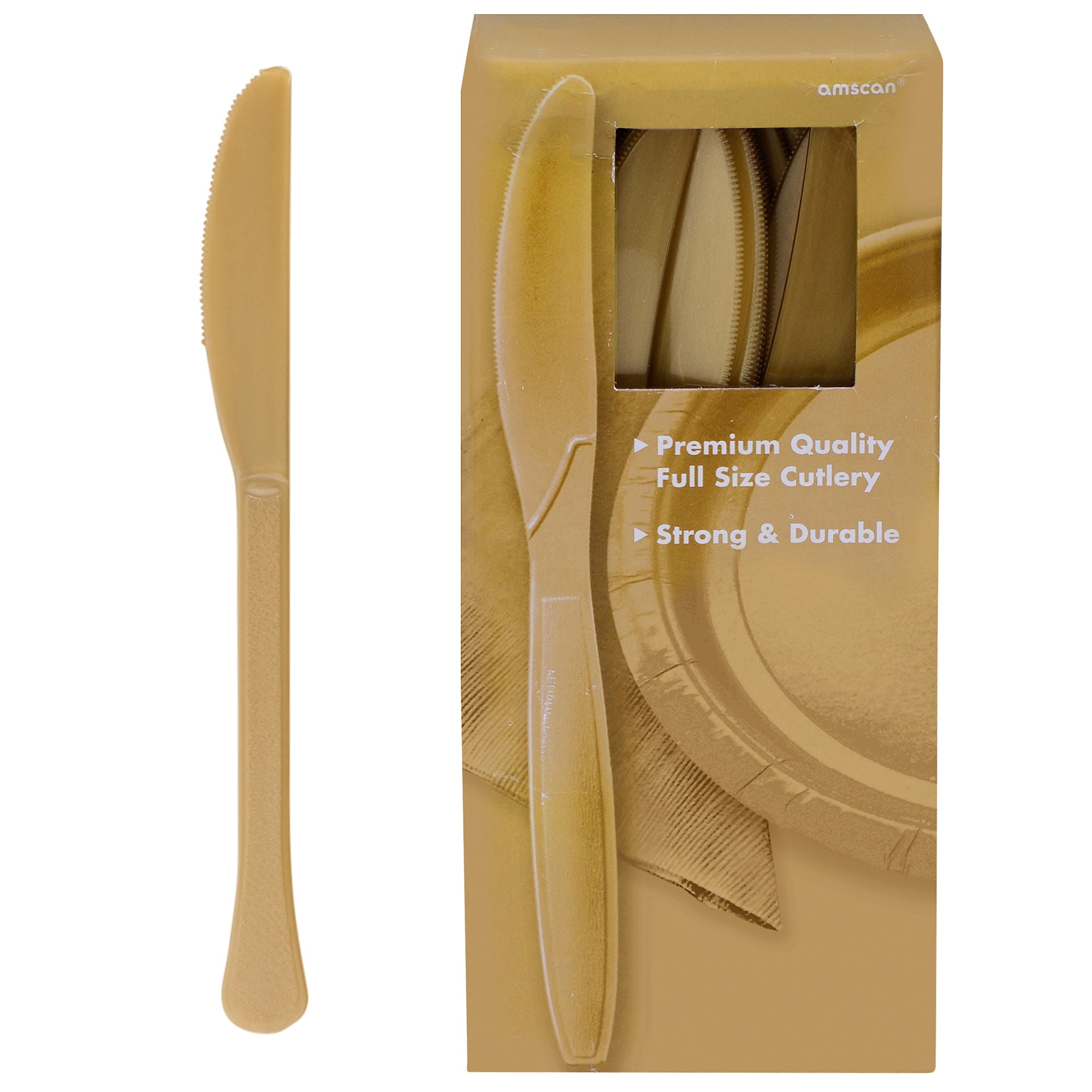 Amscan Big Party Pack Midweight Plastic Knives, 7-1/2", Gold, 100 ...