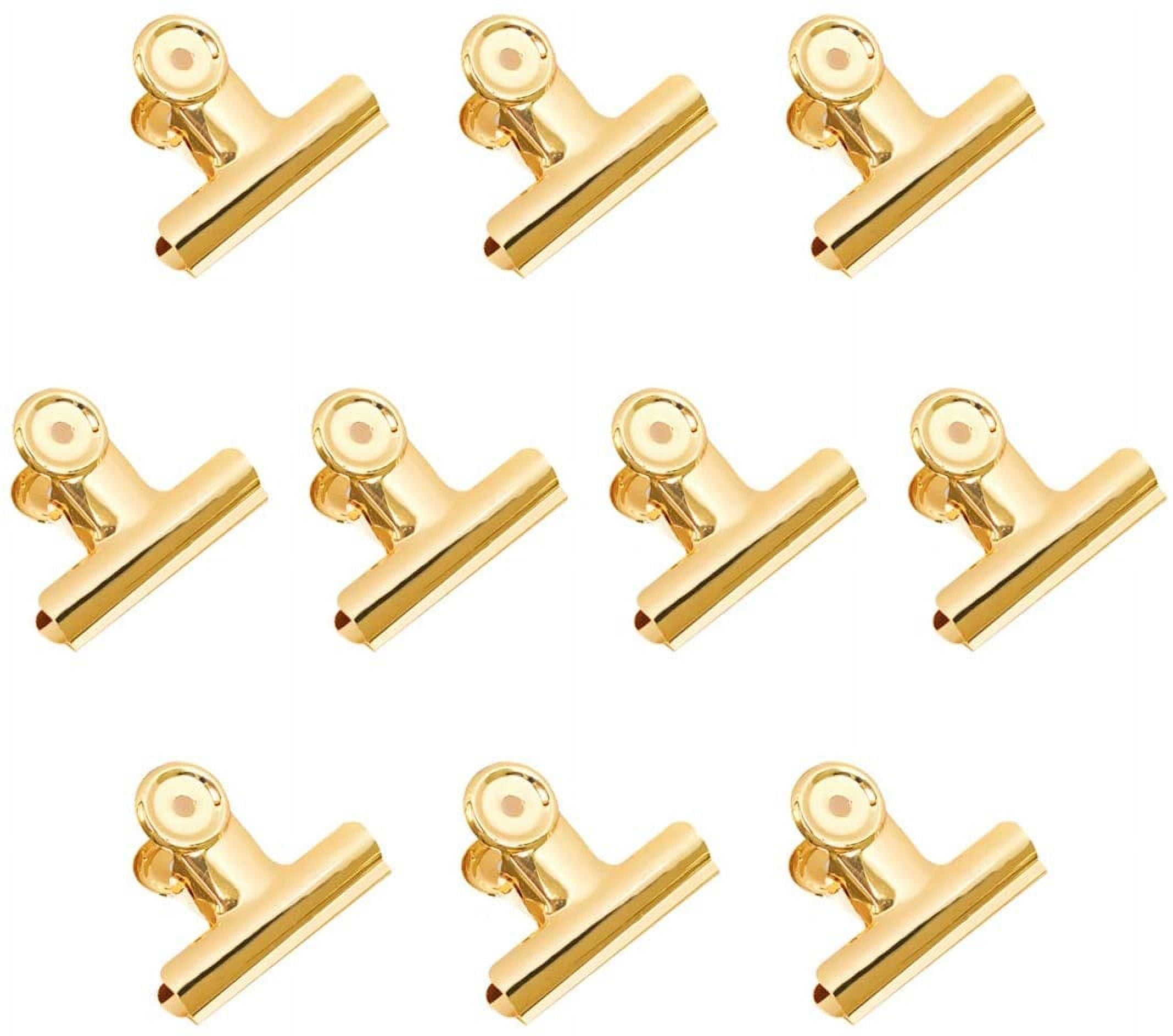 Gold Binder Clips, 10 Pack 2 Inch Stainless Steel Large Bulldog Metal ...
