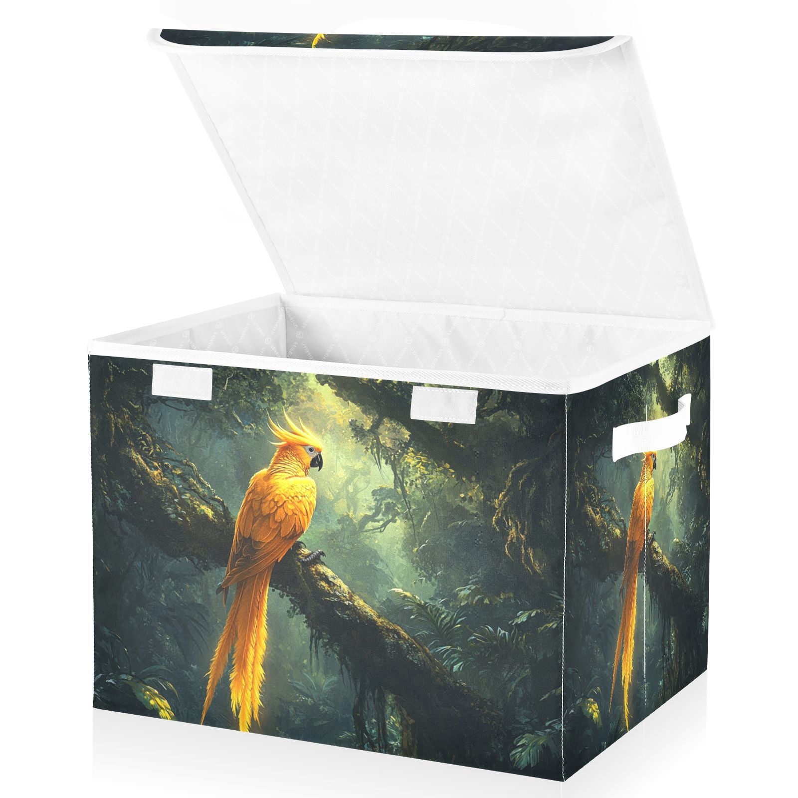 Gold Bird in Forest Storage Basket for Shelves Foldable Container ...