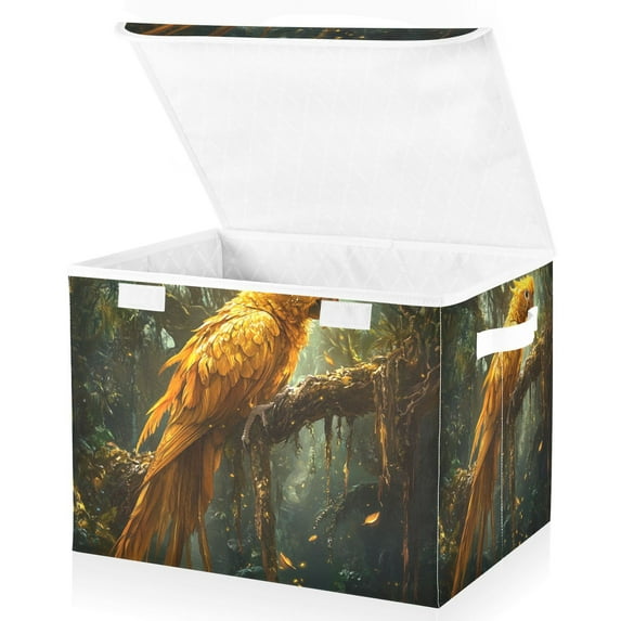 Gold Bird in Tree Storage Basket for Shelves Foldable Container ...