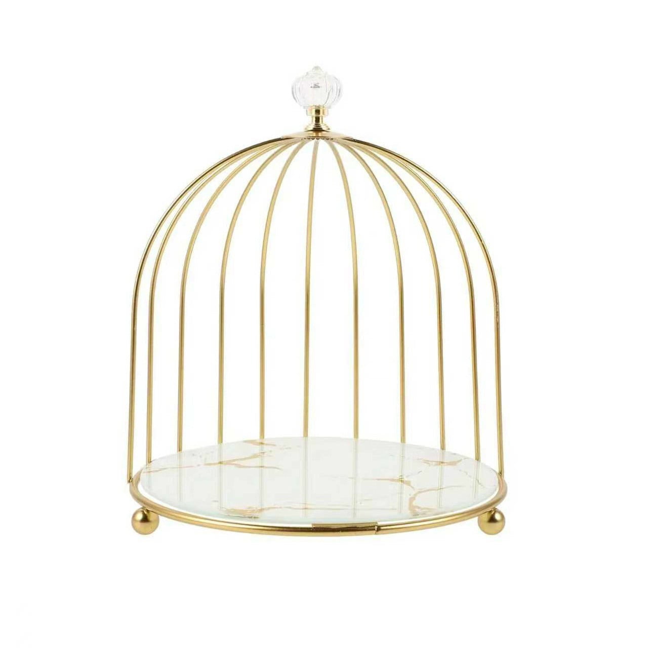 Gold Birdcage Bathroom Organizer, Marble Base Vanity Tray for Makeup ...