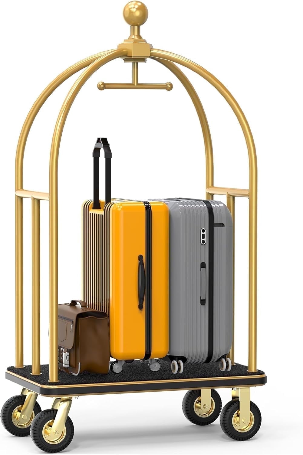 BERPET Hotel Luggage Cart, Gold Stainless Steel Bellman Cart with 1500 ...