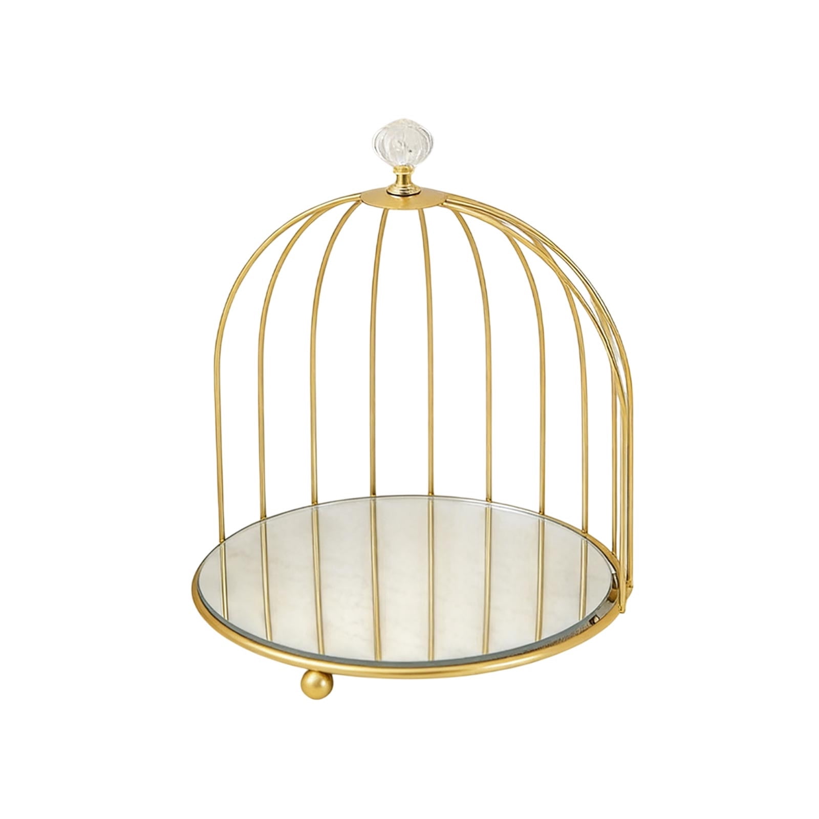 Gold Birdcage Storage Rack - Single Tier Wrought Iron Cake Tray ...