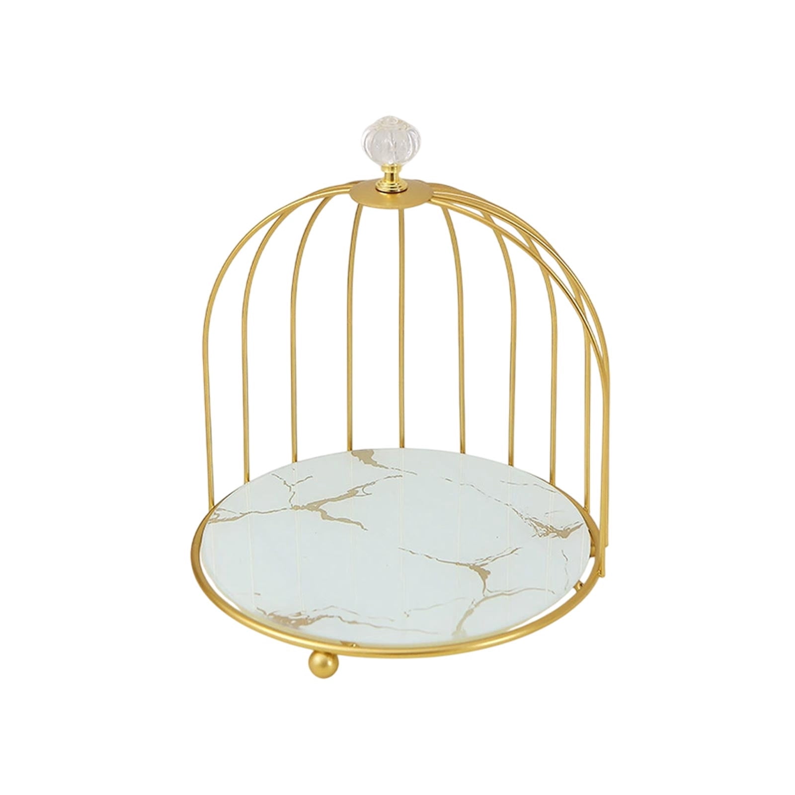Gold Birdcage Storage Rack - Single Tier Wrought Iron Cake Tray ...