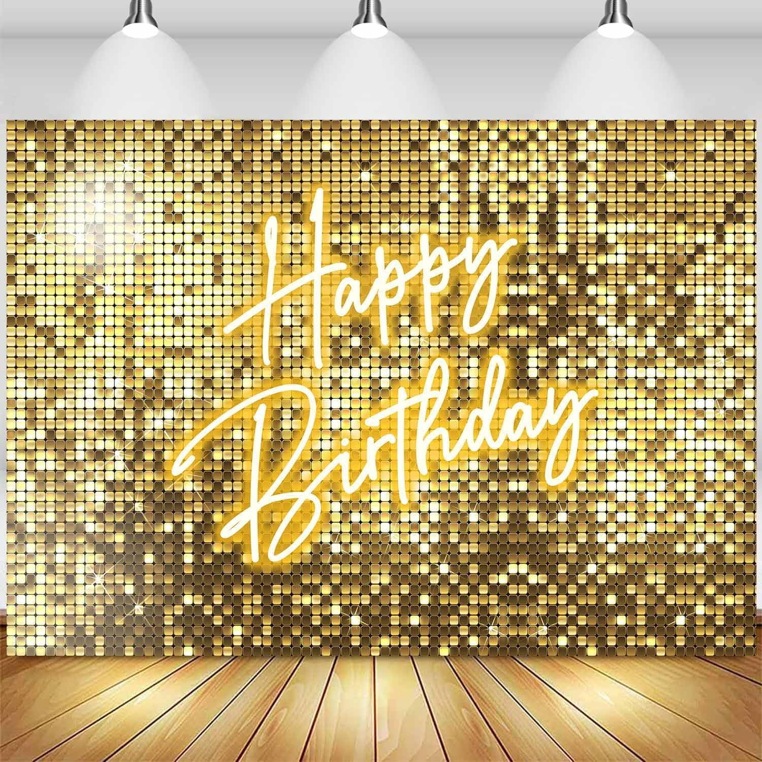 Gold Birthday Backdrop Shining Golden Shimmer Wall Happy Birthday ...