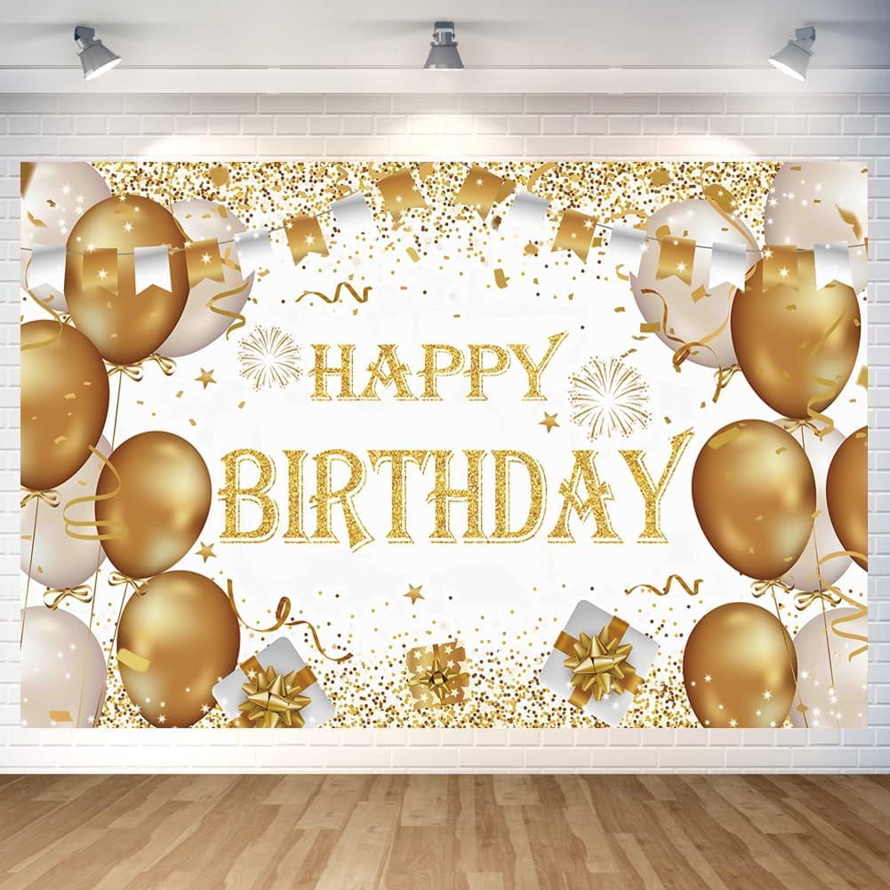 Gold Birthday Party Decoration Gold Happy Birthday Backdrop Gold Photo ...