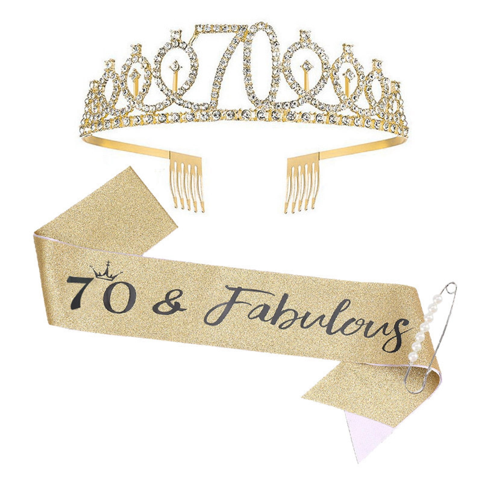 Gold Birthday Sash and Set for Women with Sparkly and Adjustable Design ...