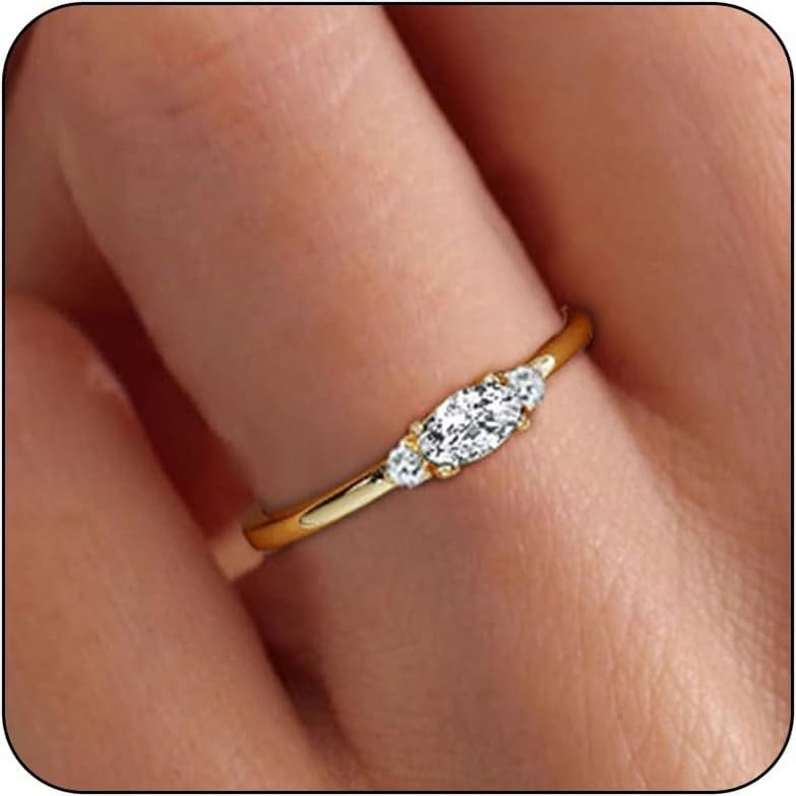 Gold Birthstone Rings for Women Mother Dainty Stackable Gold Rings Non Tarnish Thumb 14k Gold ...