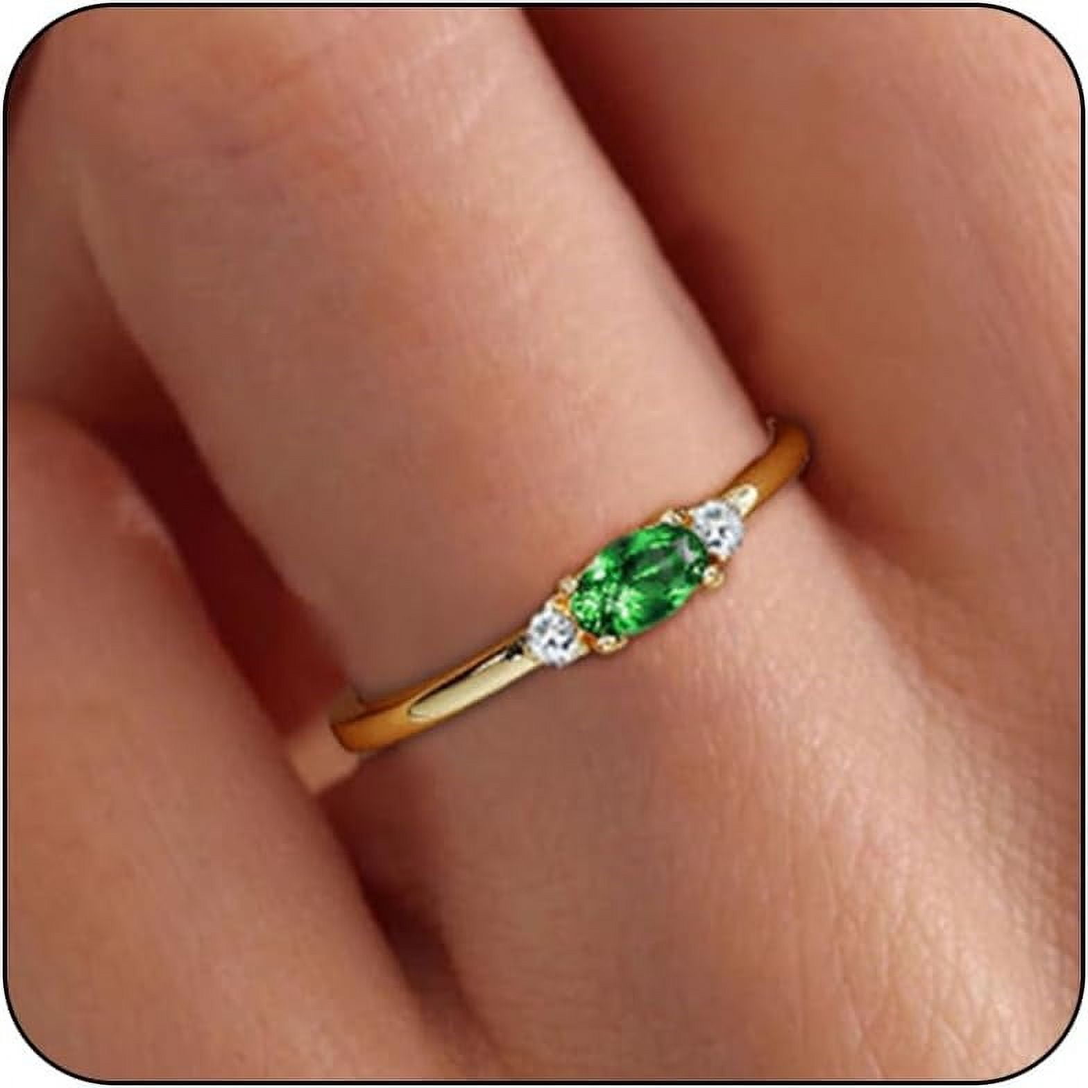 Gold Birthstone Rings for Women Mother Dainty Stackable Gold Rings Non ...