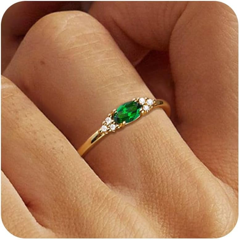 Gold Birthstone Rings for Women Non Tarnish Trendy Stackable Gold Rings ...