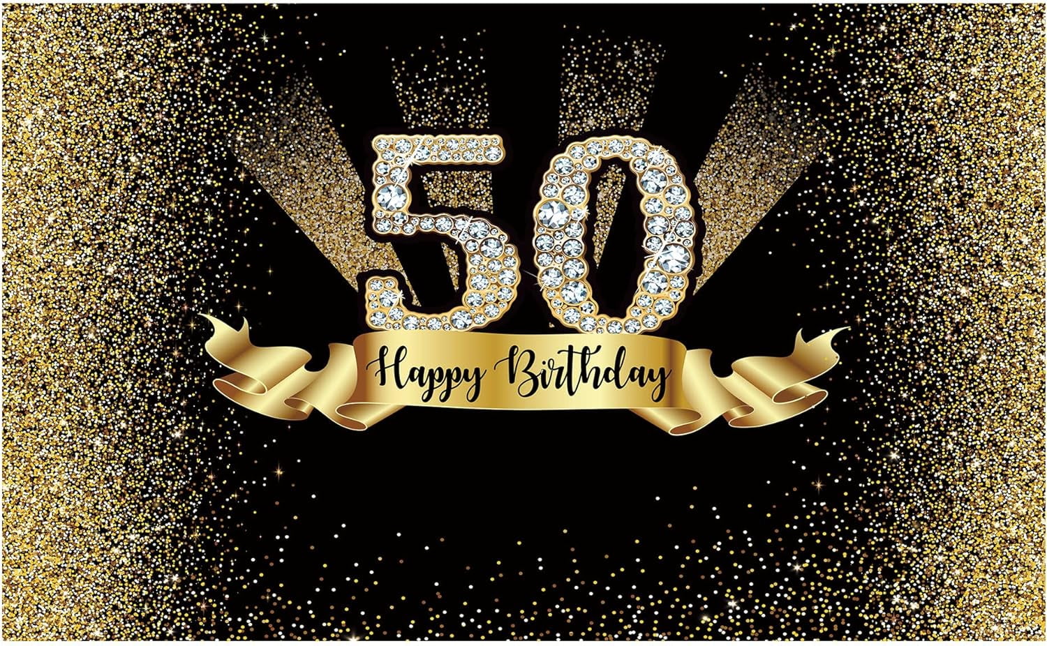 Gold and Black 50th Birthday Photography Backdrop Golden Diamonds Shiny ...