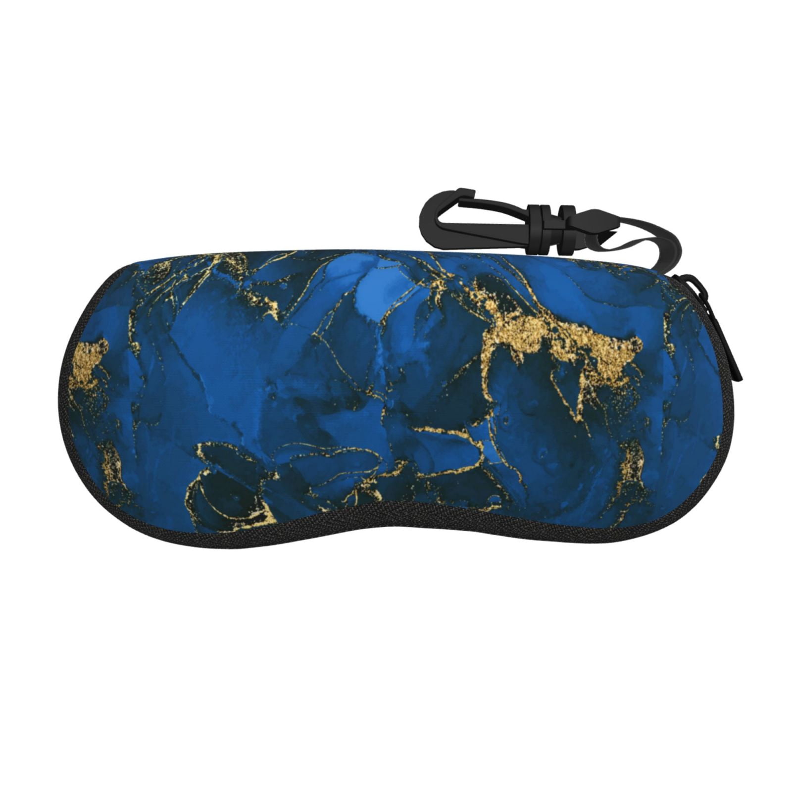 Gold Black Blue Watercolor Marble Glasses Case Soft Neoprene Zipper ...