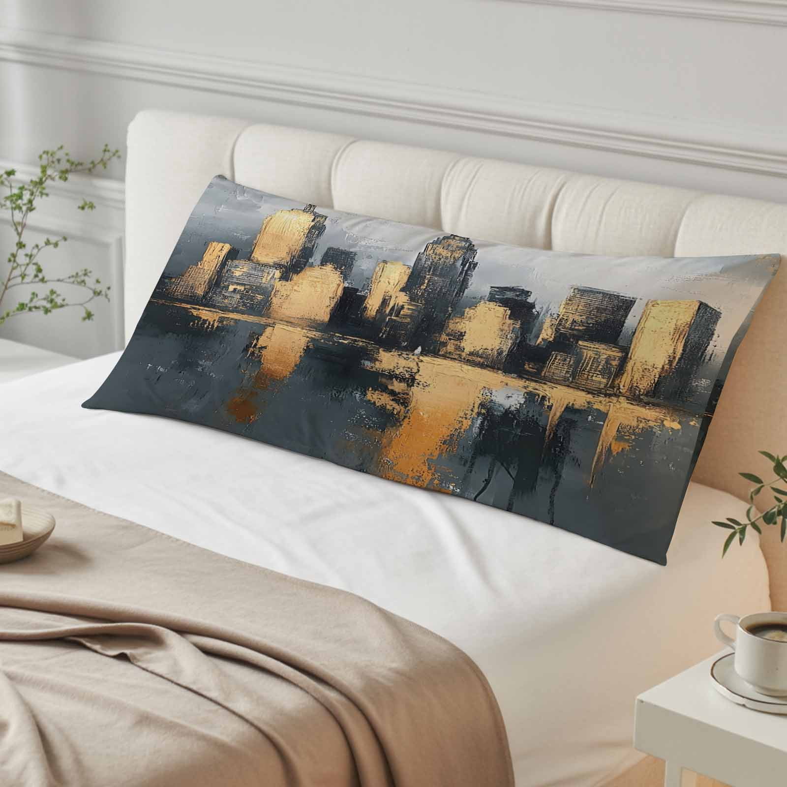 Gold Black Building Body Pillow Cover, Pillowcase Protectors with ...