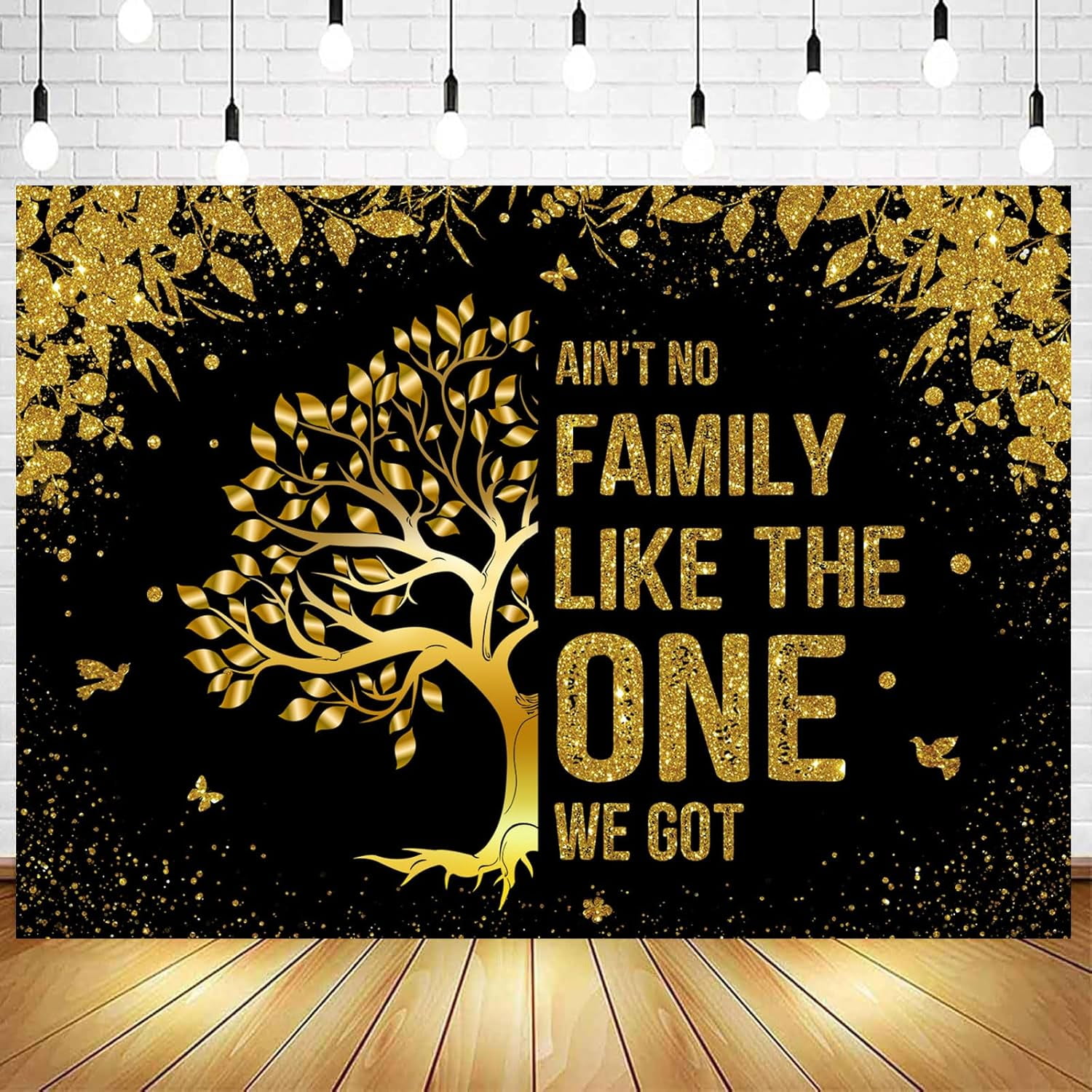 Gold Black Family Reunion Party Backdrop Ain't No Family Like The One ...