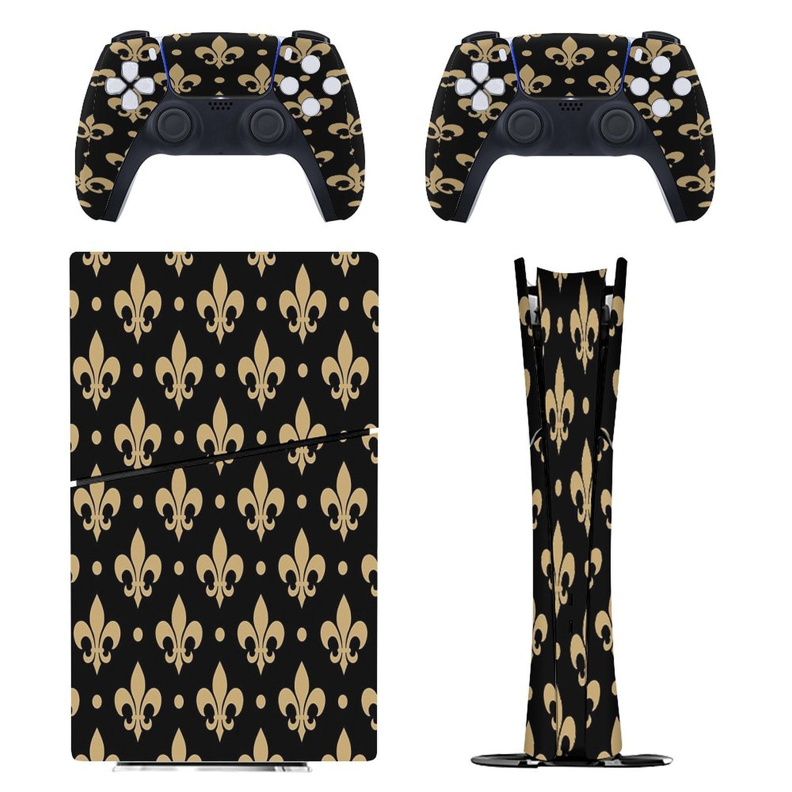 Gold & Black Fleur De Lis PS5/PS5 Pro/PS5 Slim Digital Disc Skin ...