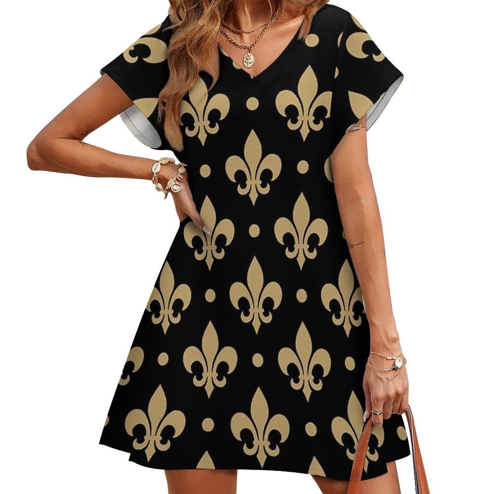 Gold & Black Fleur De Lis - Saints Fans Louisiana Ladies Summer Short ...