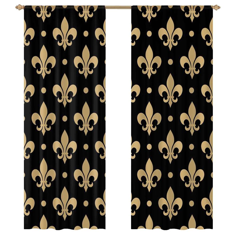 Gold & Black Fleur De Lis - Saints Fans Louisiana Sheer Voile Curtain ...
