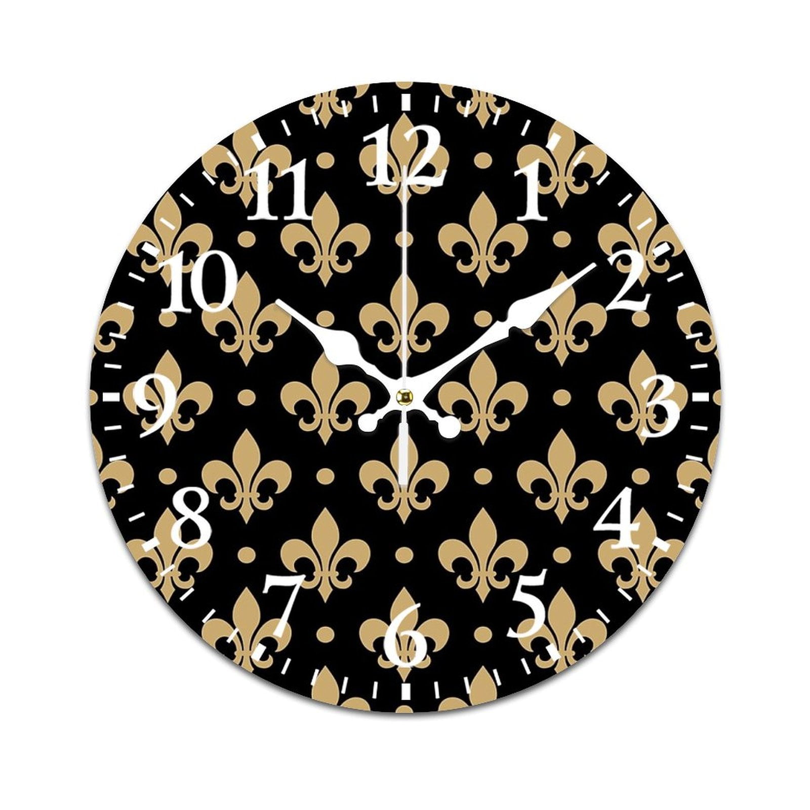 Gold & Black Fleur De Lis Wall Clock Modern Design Clocks Wall Hanging ...