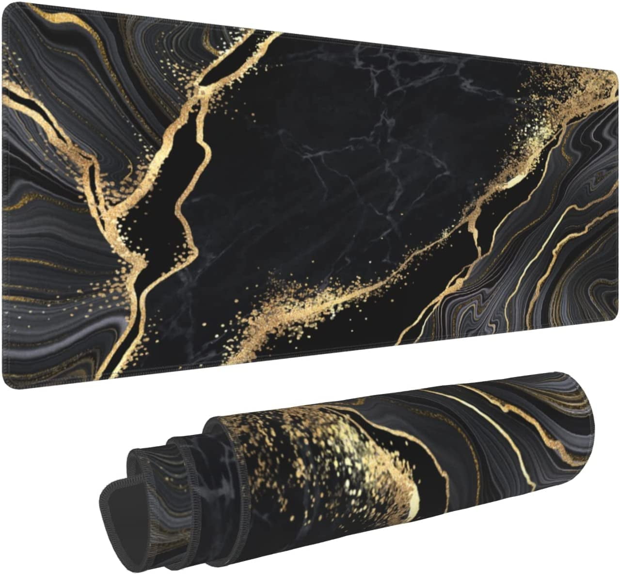 Gold Black Grey Marble Gaming Mouse Pad 31.5×11.8 Inch XL Extended ...
