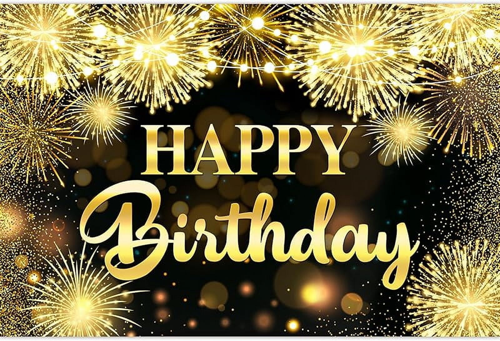 Gold Black Happy Birthday Banner for Men Women, Cheers Party Backdrop ...
